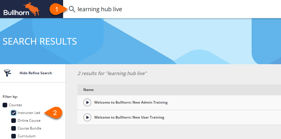 Bullhorn Instructor-Led Courses: Learning Hub Live | Bullhorn